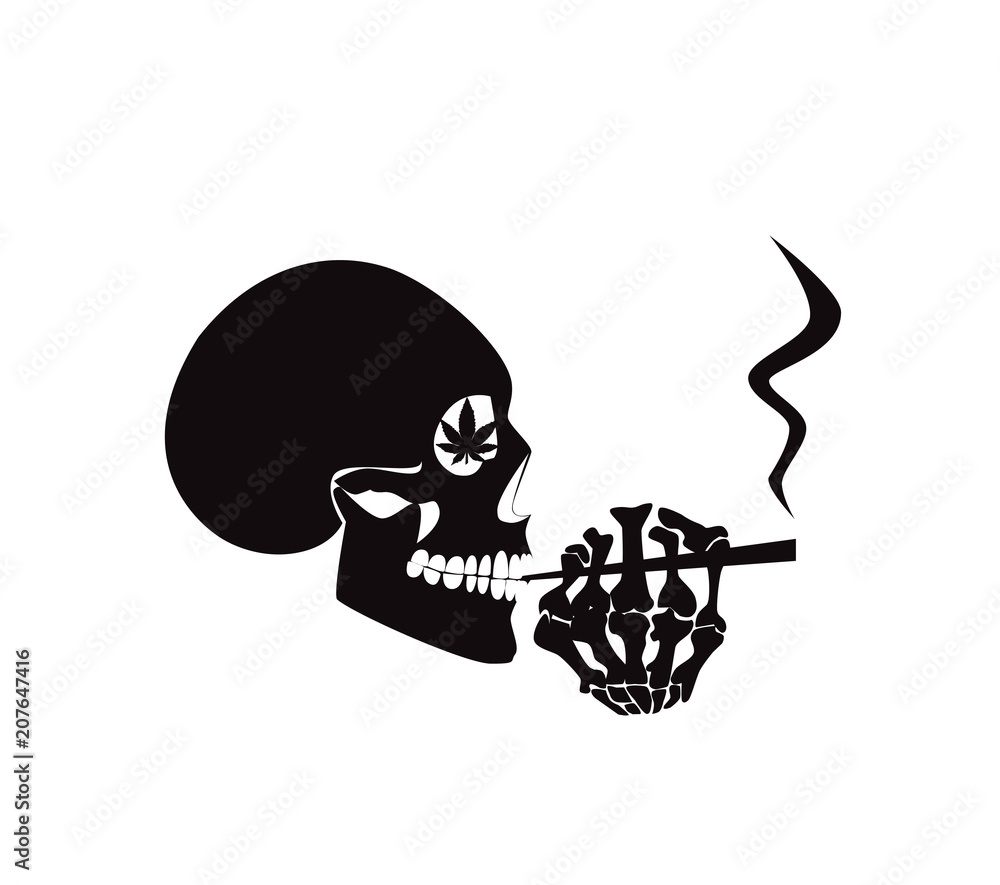 Skull Smoking Blunt