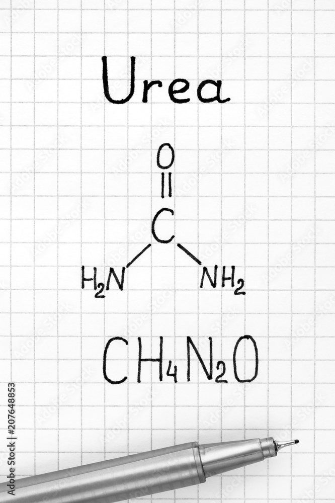 Chemical formula of Urea with pen. Stock Photo | Adobe Stock