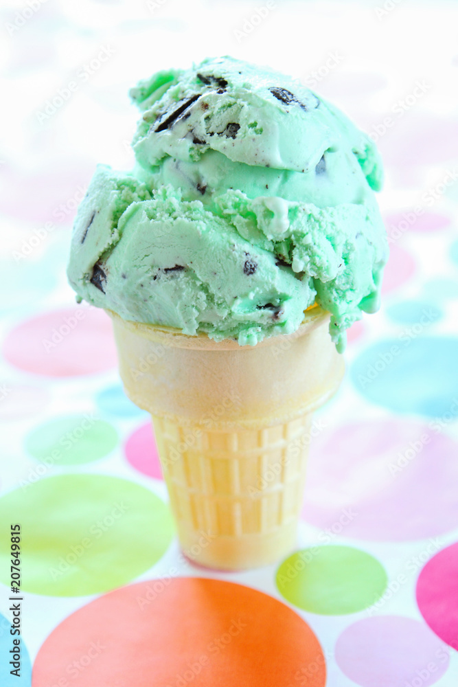 Mint Chocolate Chip Ice Cream Cone