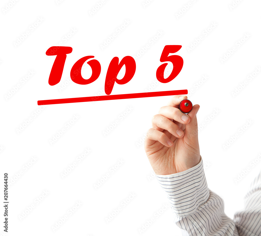 Hand writing top 5 list Stock Photo | Adobe Stock