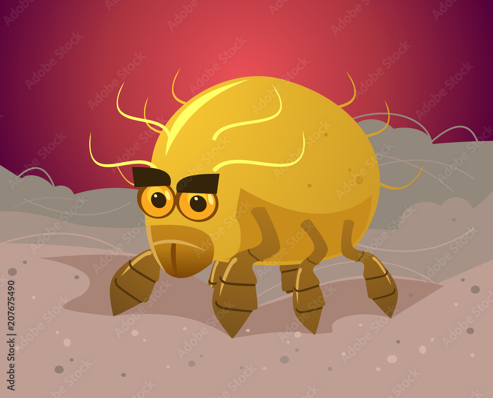 Angry danger flea bug insect parasite sitting on owner host skin hair ...