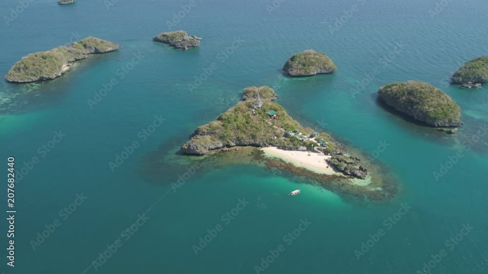Aerial view of Small islands with beaches and lagoons in Hundred ...