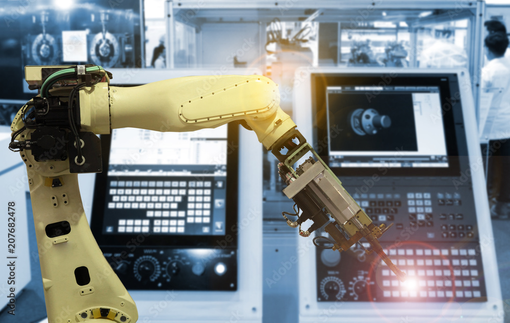 Industry 4.0 concept . Augmented reality screen software of automate ...