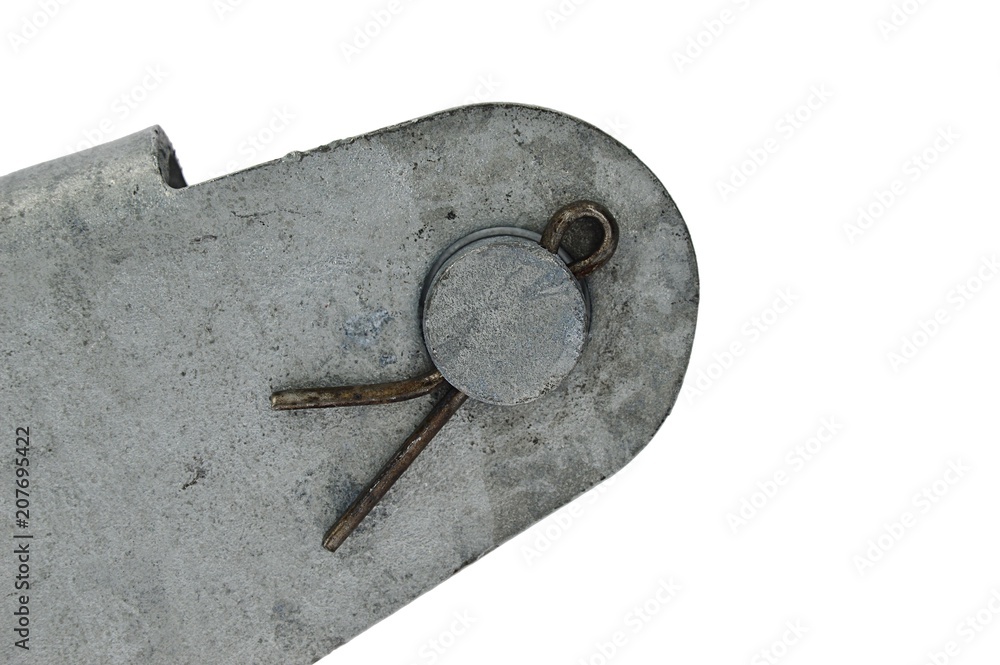 Cotter pin used as connection between two industrial components used in ...