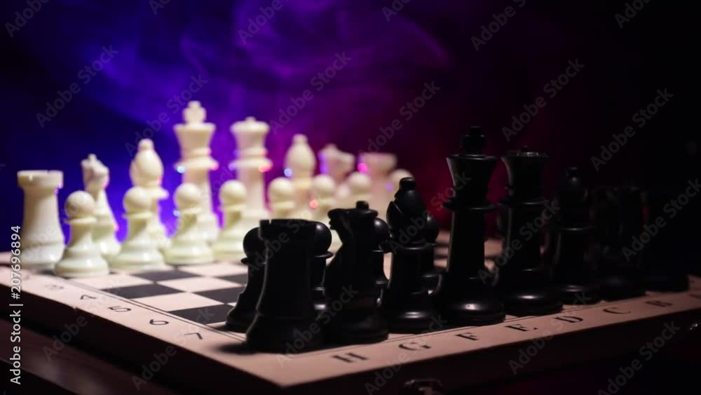 Vidéo Stock Slider shot. Chess board game concept of business ideas and ...