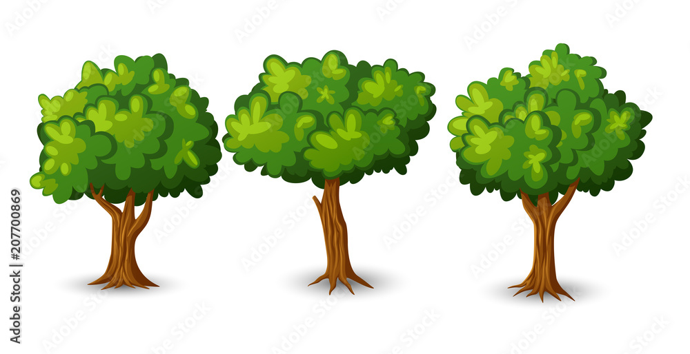 Cartoon green trees Stock Vector | Adobe Stock