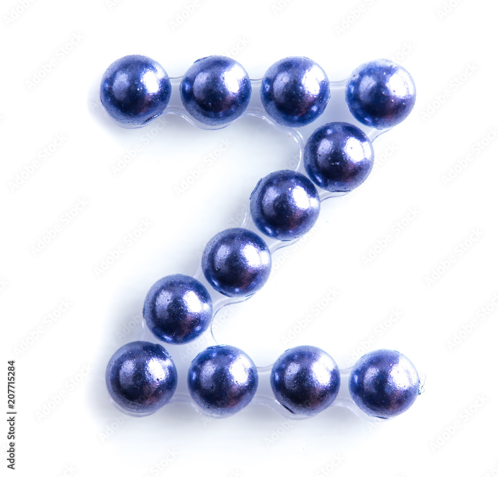Blue beads font letter of english alphabet on white background Stock ...