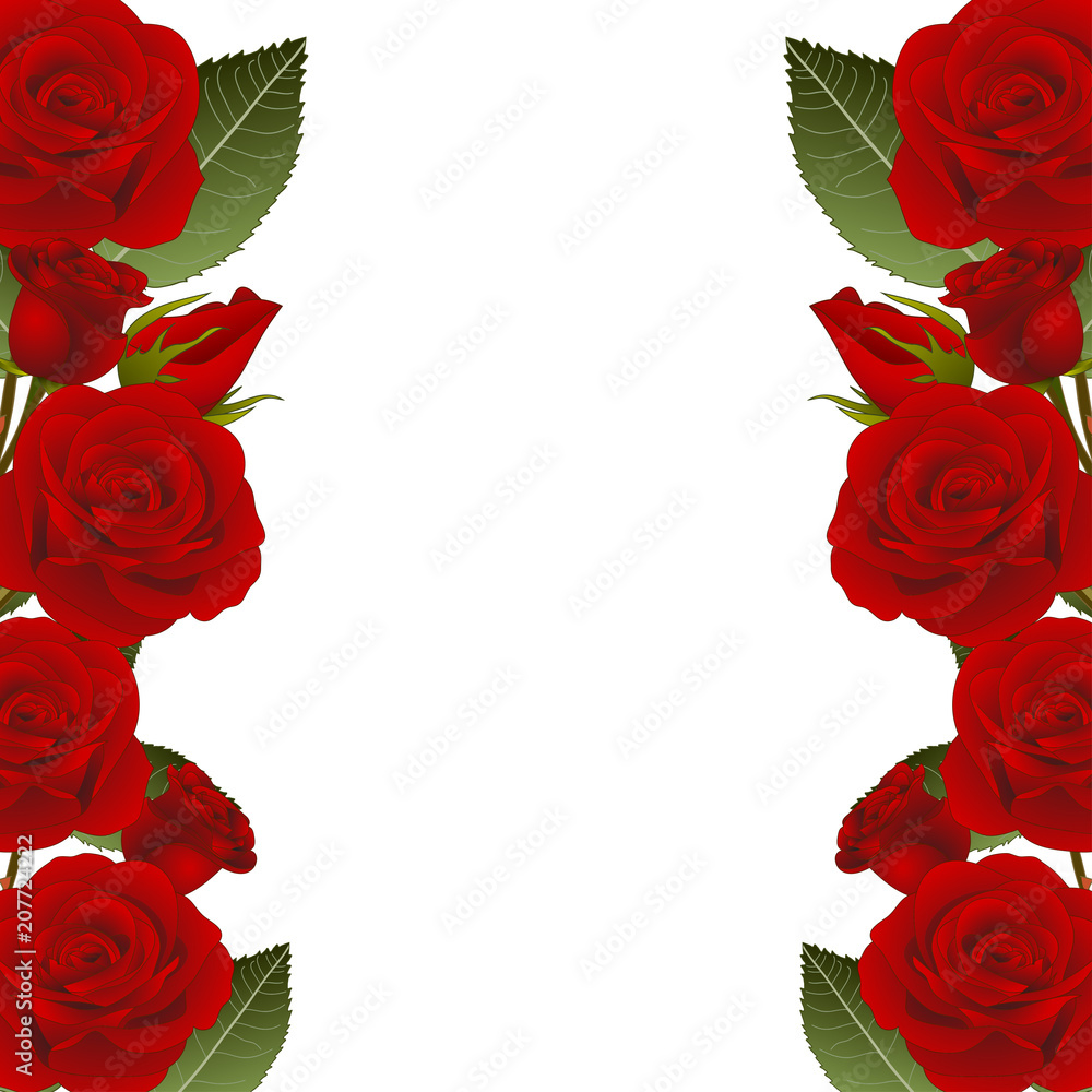 Red Rose Flower Frame Border Stock Vector | Adobe Stock