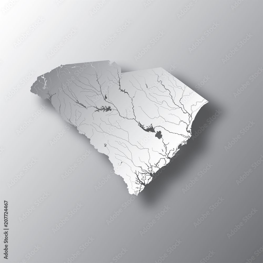 U.S. states - map of South Carolina with paper cut effect. Please look ...