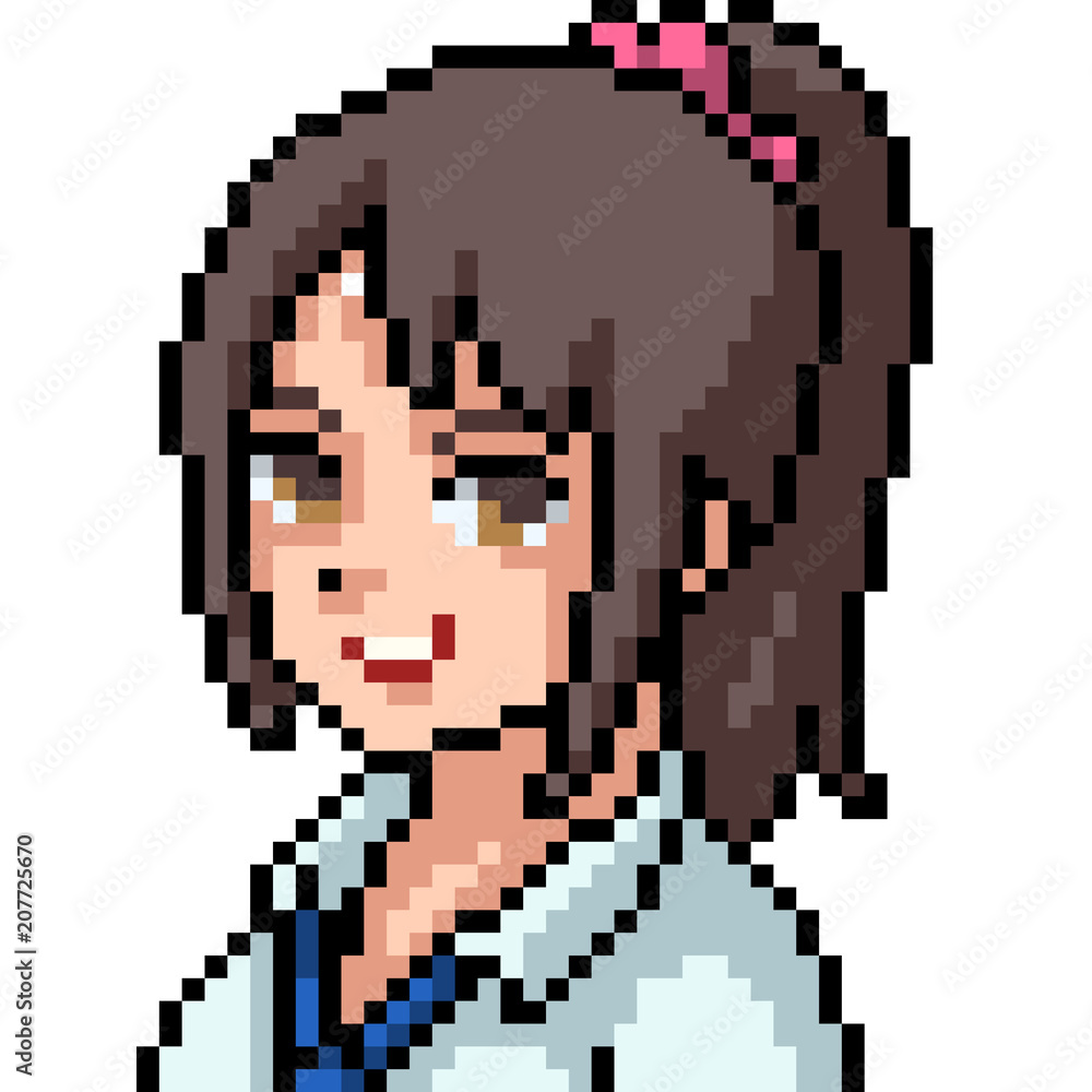 vector pixel art anime girl Stock Vector | Adobe Stock