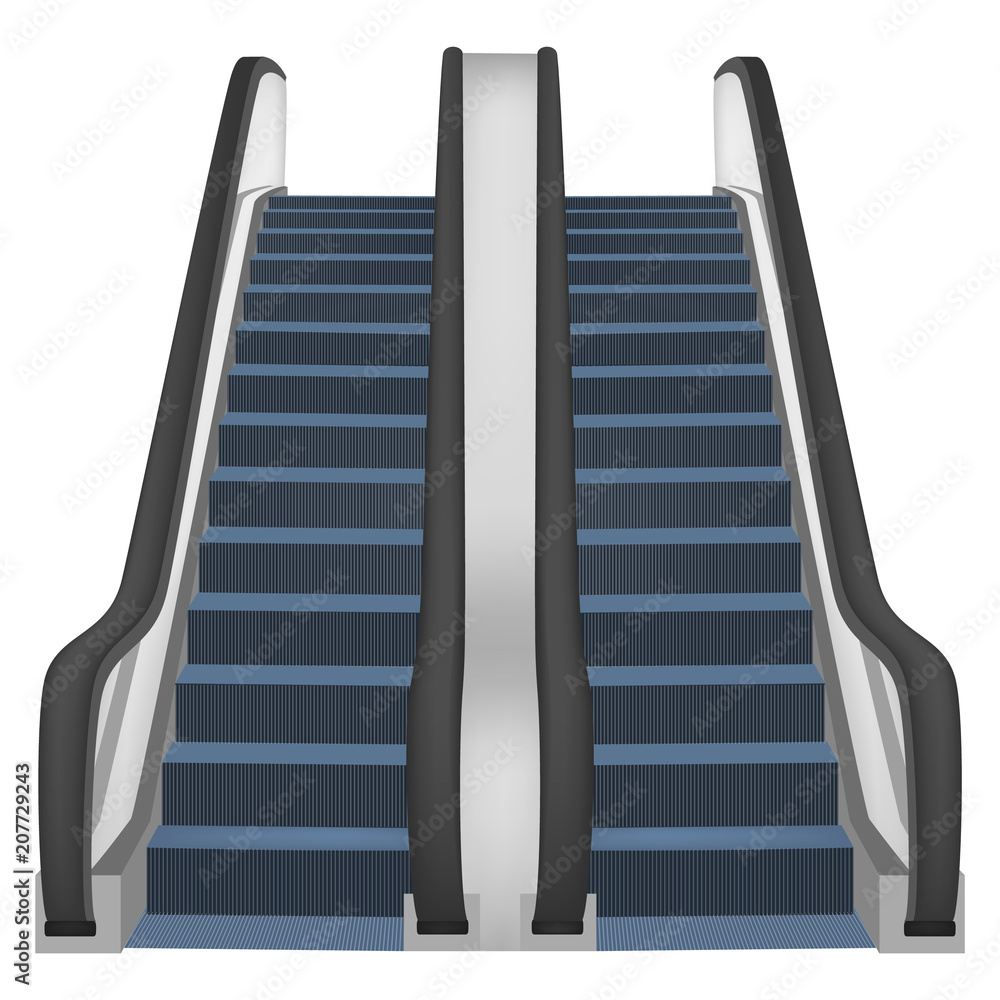 Double escalator mockup. Realistic illustration of double escalator ...