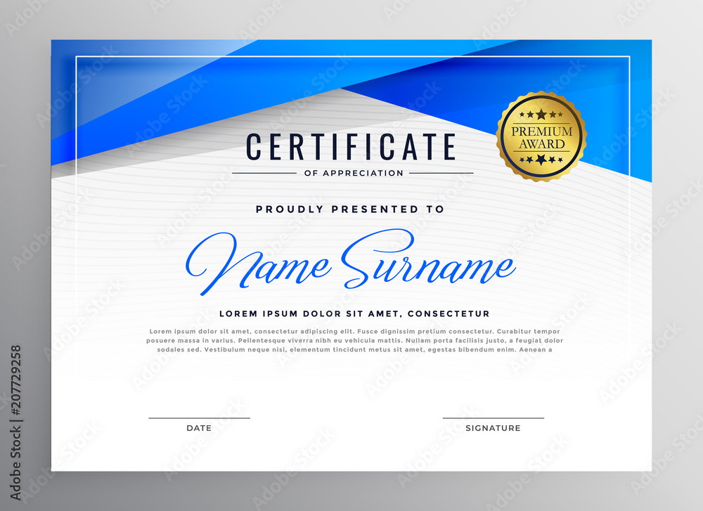 blue professional diploma certificate design Stock Vector | Adobe Stock