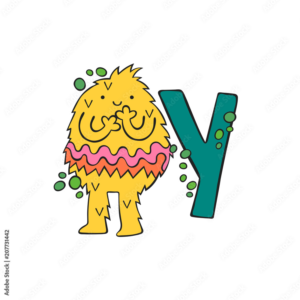 English letter Y. Yeti. Isolated vector object on white background ...