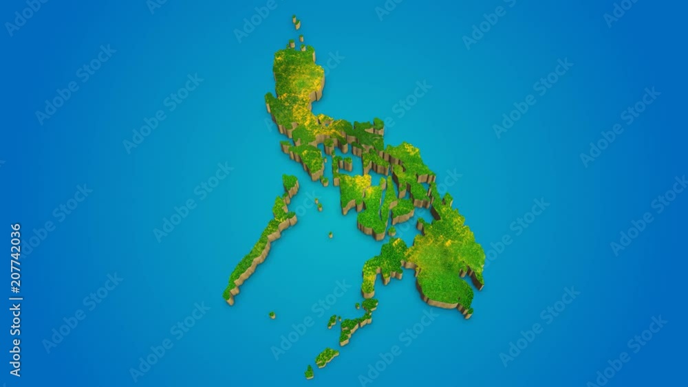 Philippines country map satellite camera zoom in sky effect shot ...