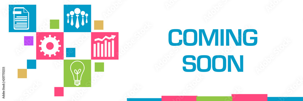 Coming Soon Colorful Squares Grid Symbols Horizontal Stock Illustration ...