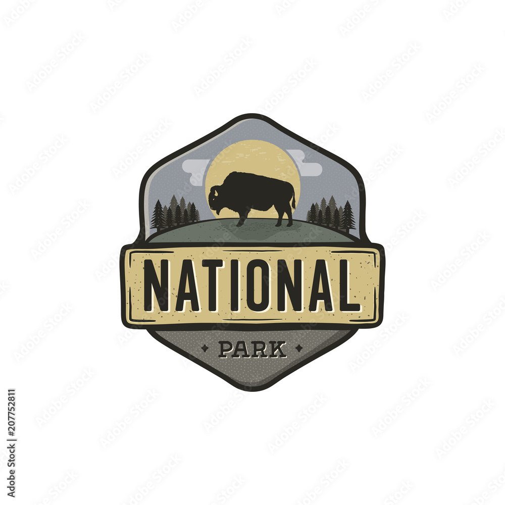 National park vintage badge. Mountain explorer label. Outdoor adventure ...