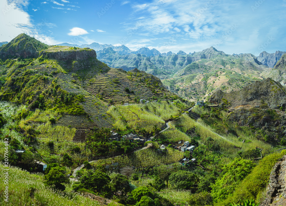 Cape Verde. Gorgeous panoramic view of famous fertile Paul Valley ...