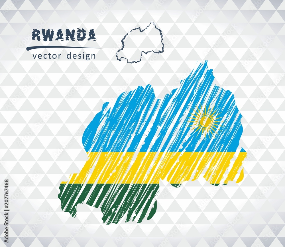 Map of Rwanda with hand drawn sketch pen map inside. Vector ...