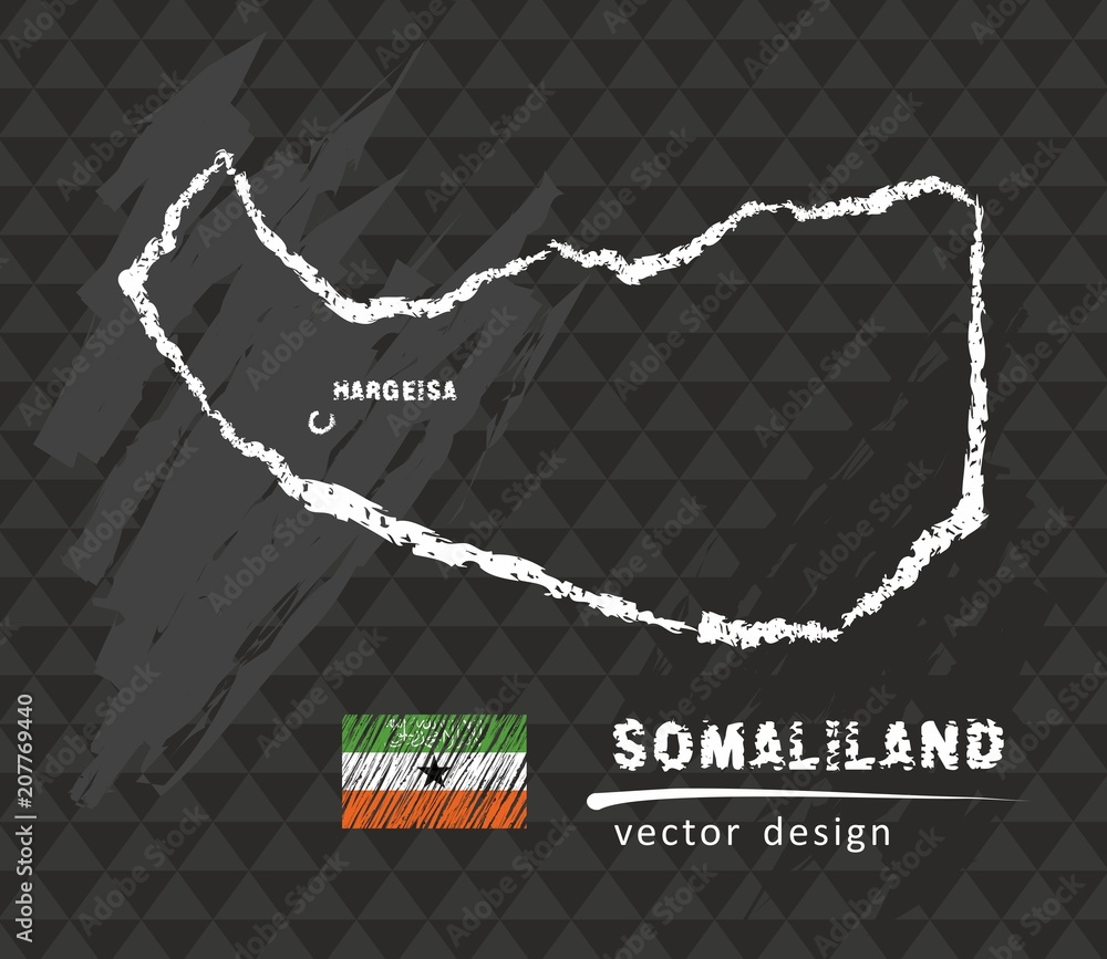 Somaliland map, vector pen drawing on black background Stock Vector ...