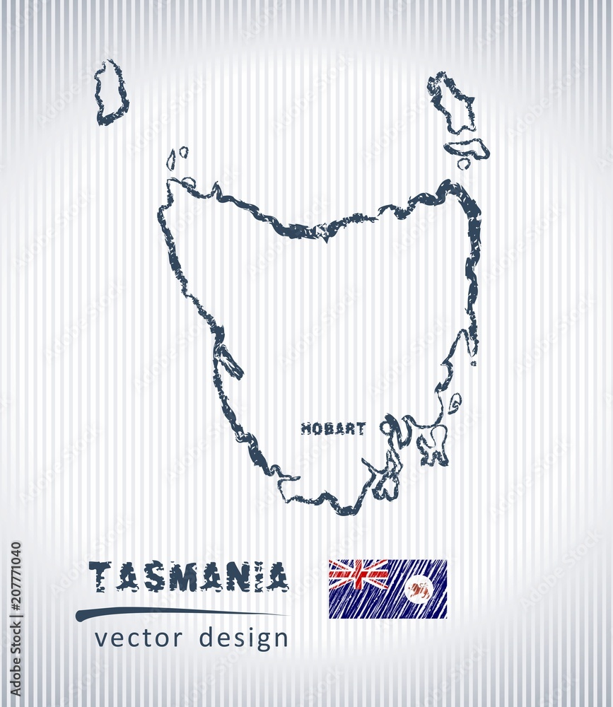 Tasmania national vector drawing map on white background Stock Vector ...