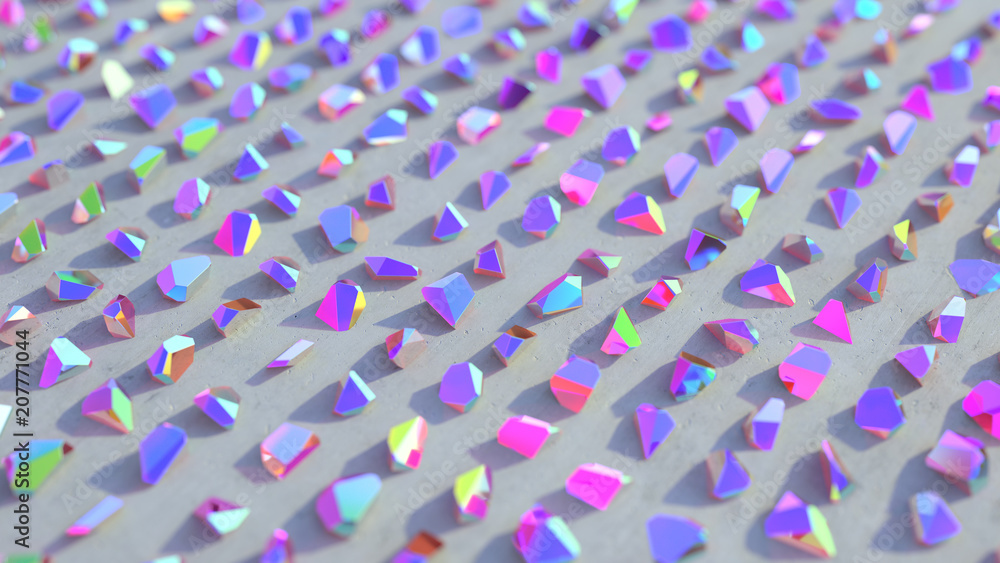 Trendy magic abstract holographic geometric crystals. Minimal quartz ...