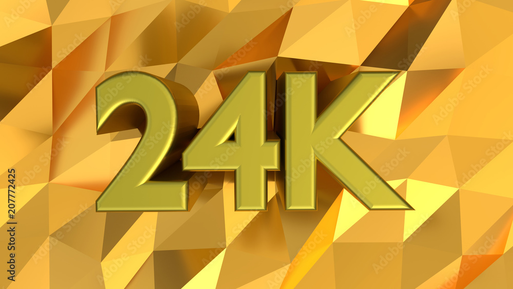 24K hallmark sign on gold background. 3d rendering, Stock Illustration ...