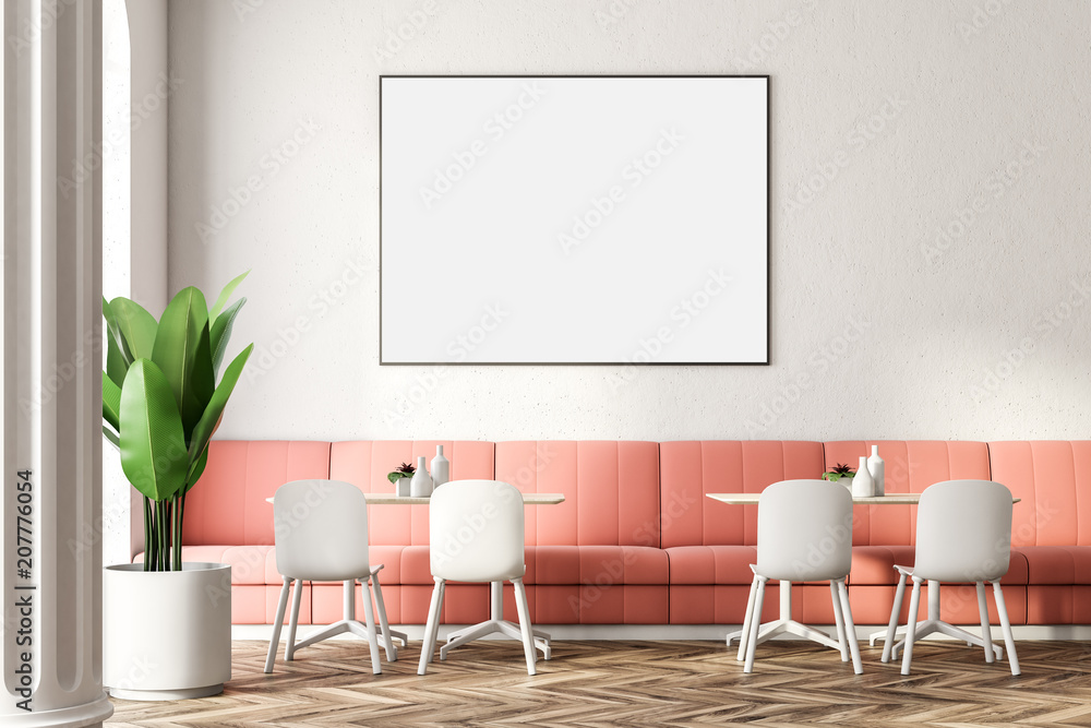 Arched windows modern coffee shop interior, poster Stock Illustration ...