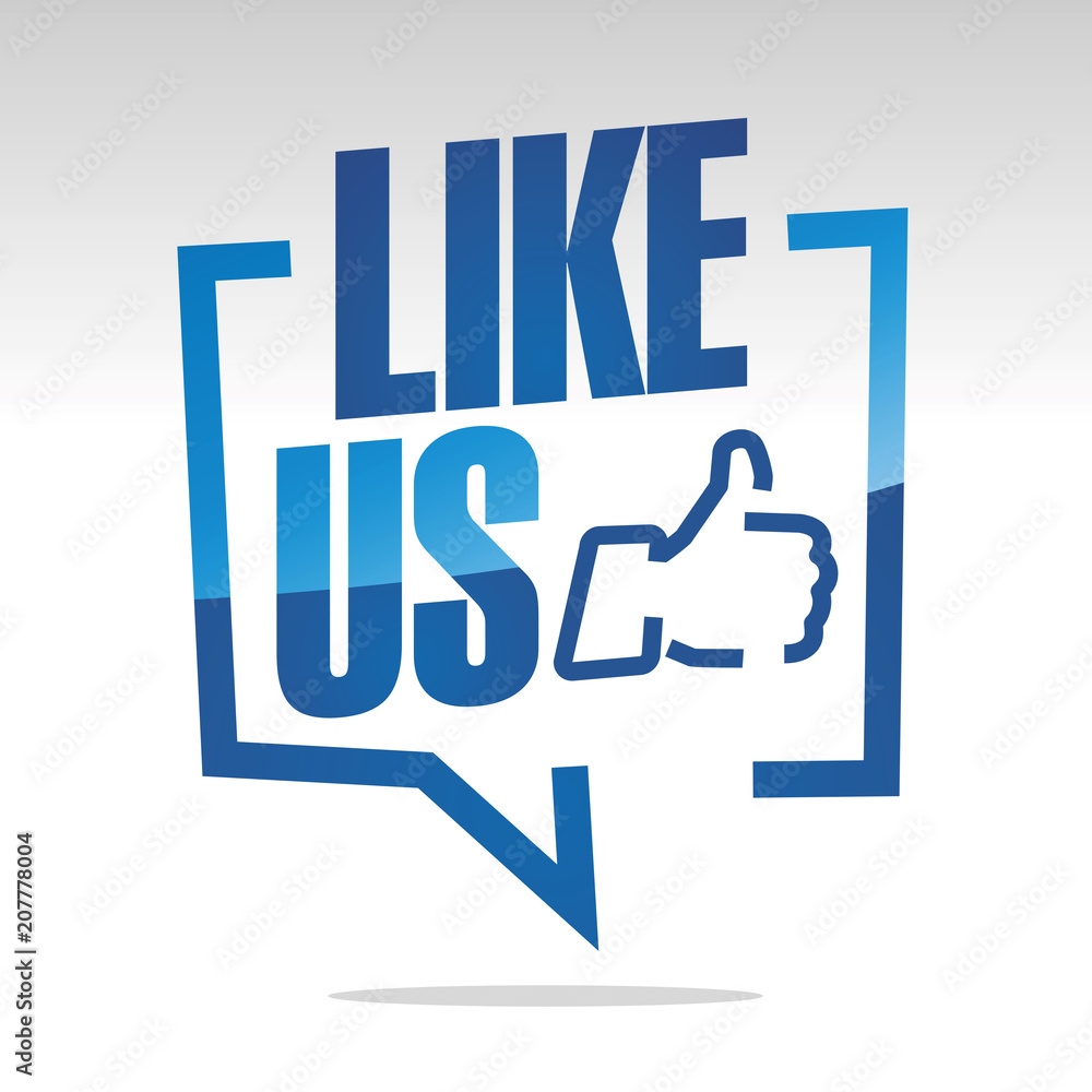 Like us white grey blue sticker icon Stock-Vektorgrafik | Adobe Stock