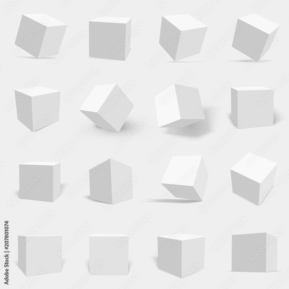 3d white cube set Stock Vector | Adobe Stock