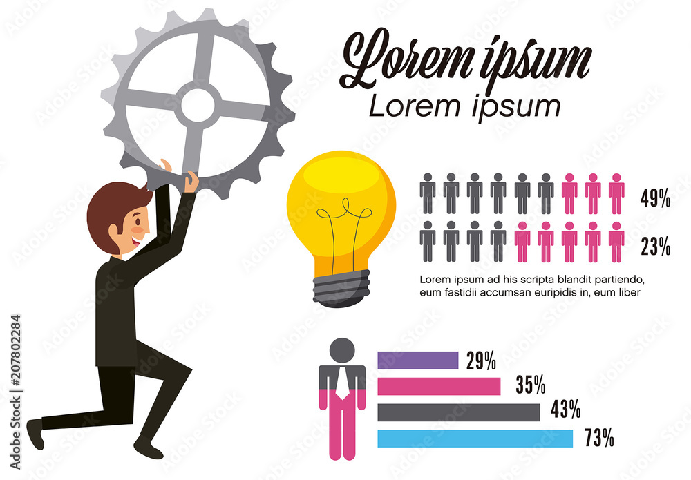 Illustrated Statistics Infographic Layout Stock Template | Adobe Stock