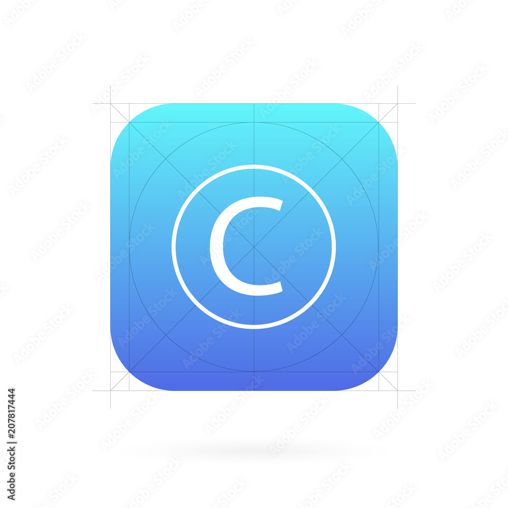 Creative vector illustration set of app icon template with guidelines ...