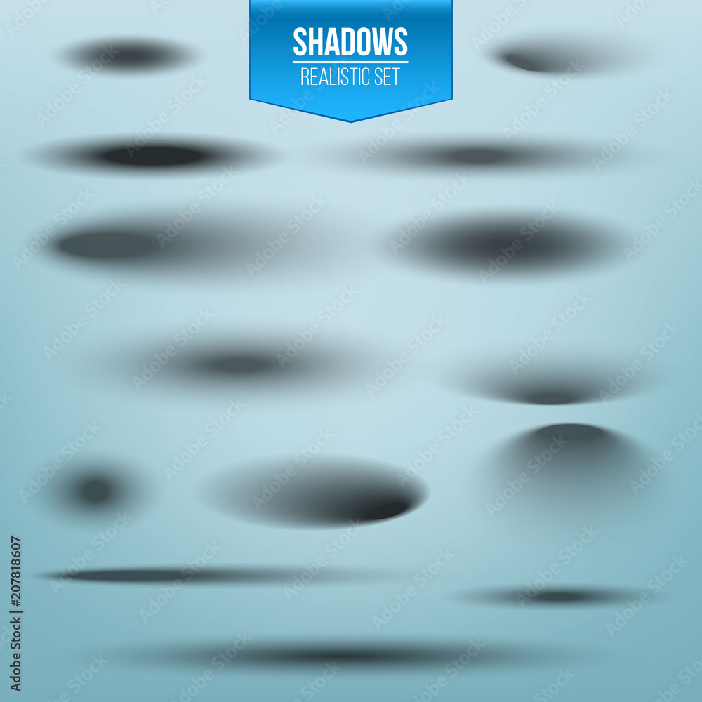 Creative vector illustration of round, oval shadow with soft edges set ...