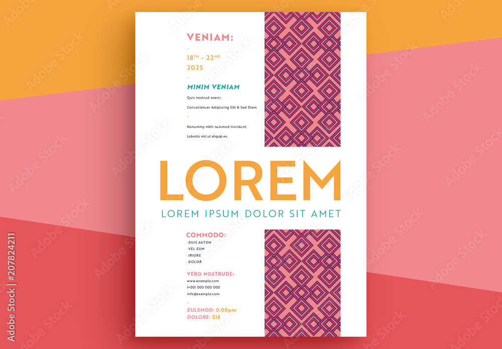 Pink and Orange Poster Layout Stock Template | Adobe Stock