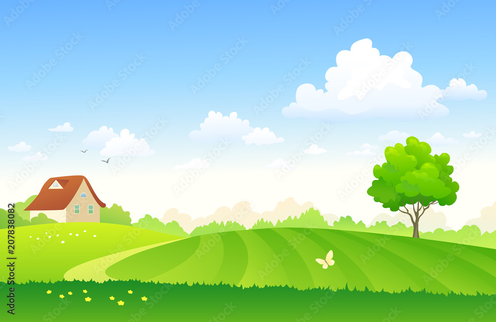 Cartoon farm field Stock Vector | Adobe Stock