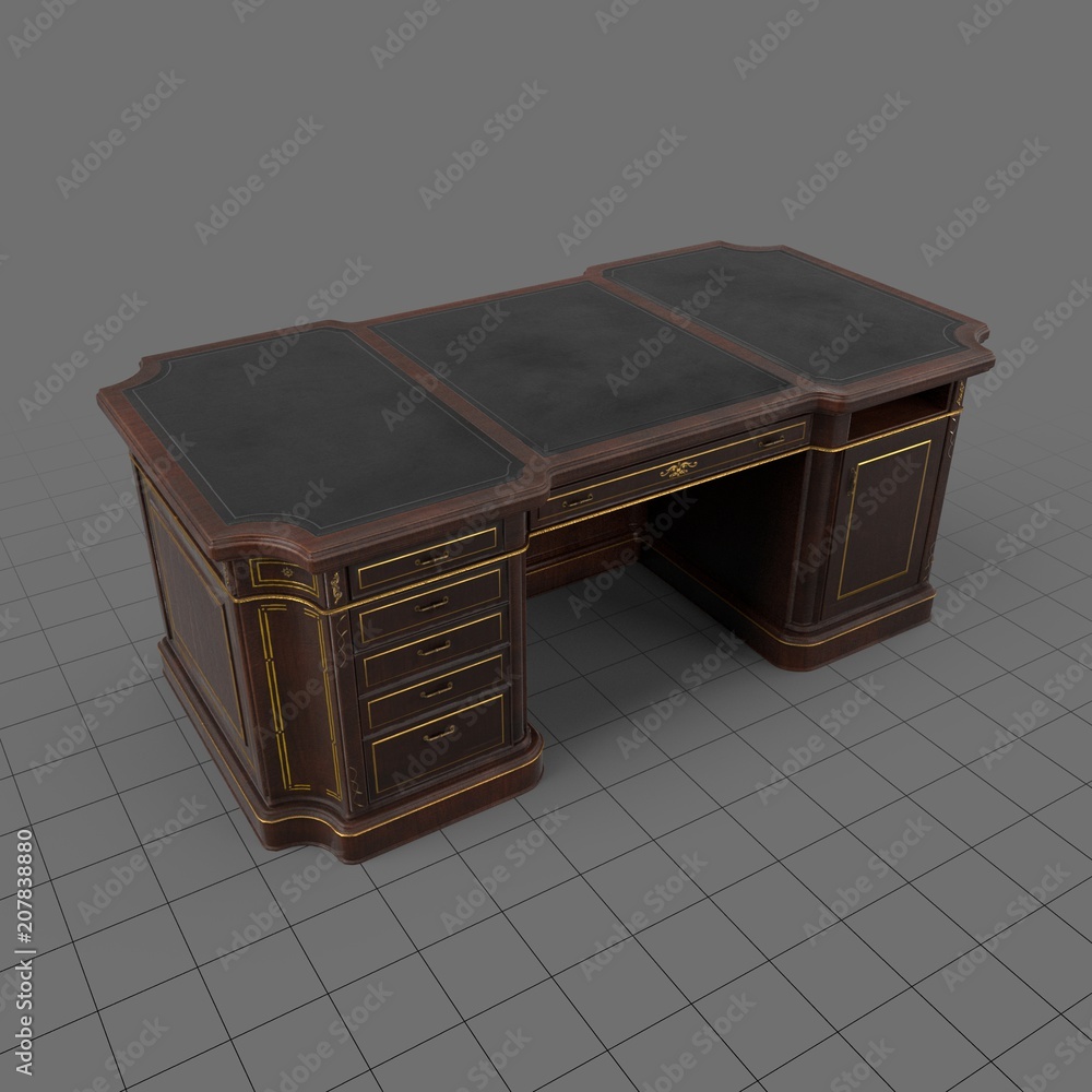 Classical wooden desk Stock 3D asset | Adobe Stock