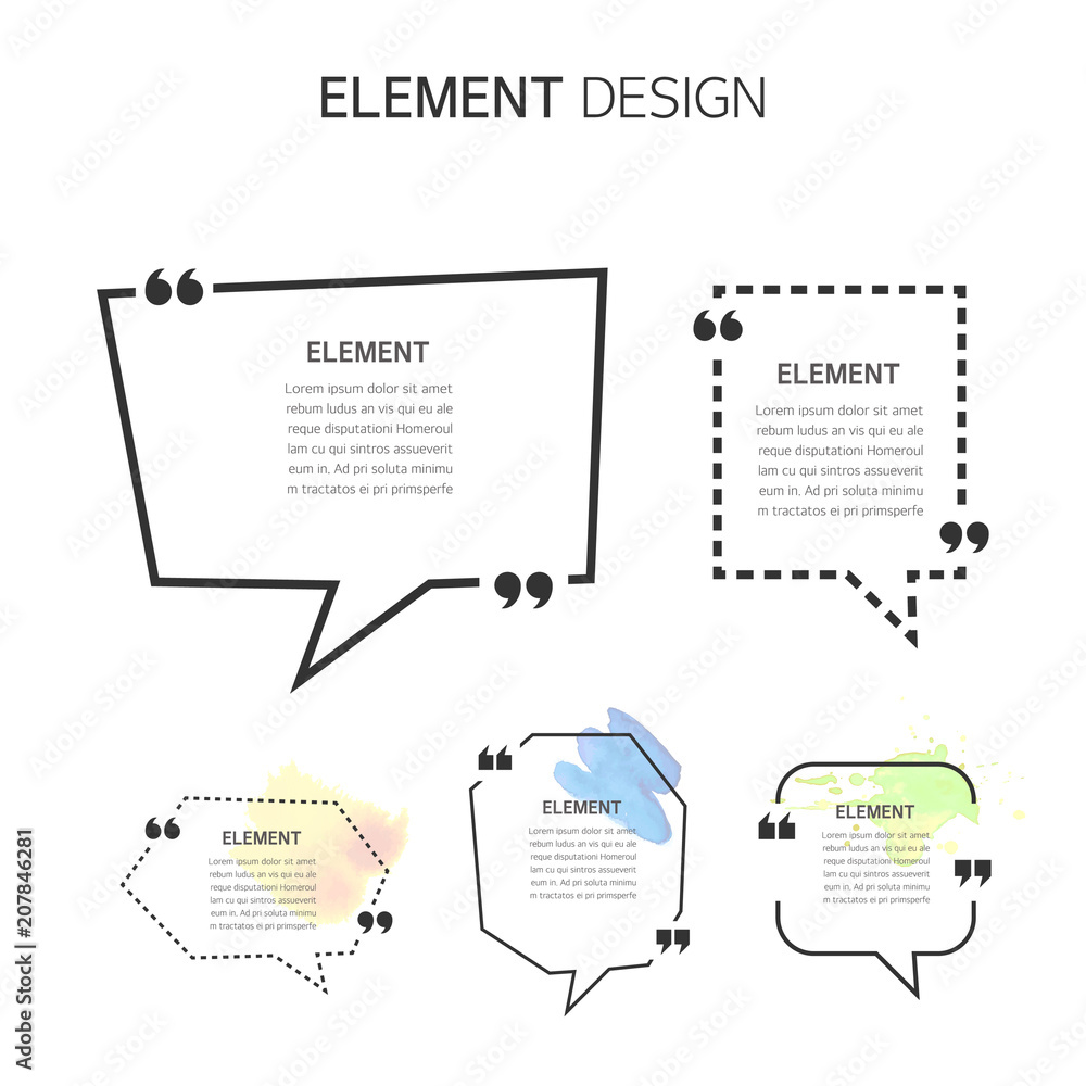 Watercolor, Text box bubbles Empty template. design elements Stock ...