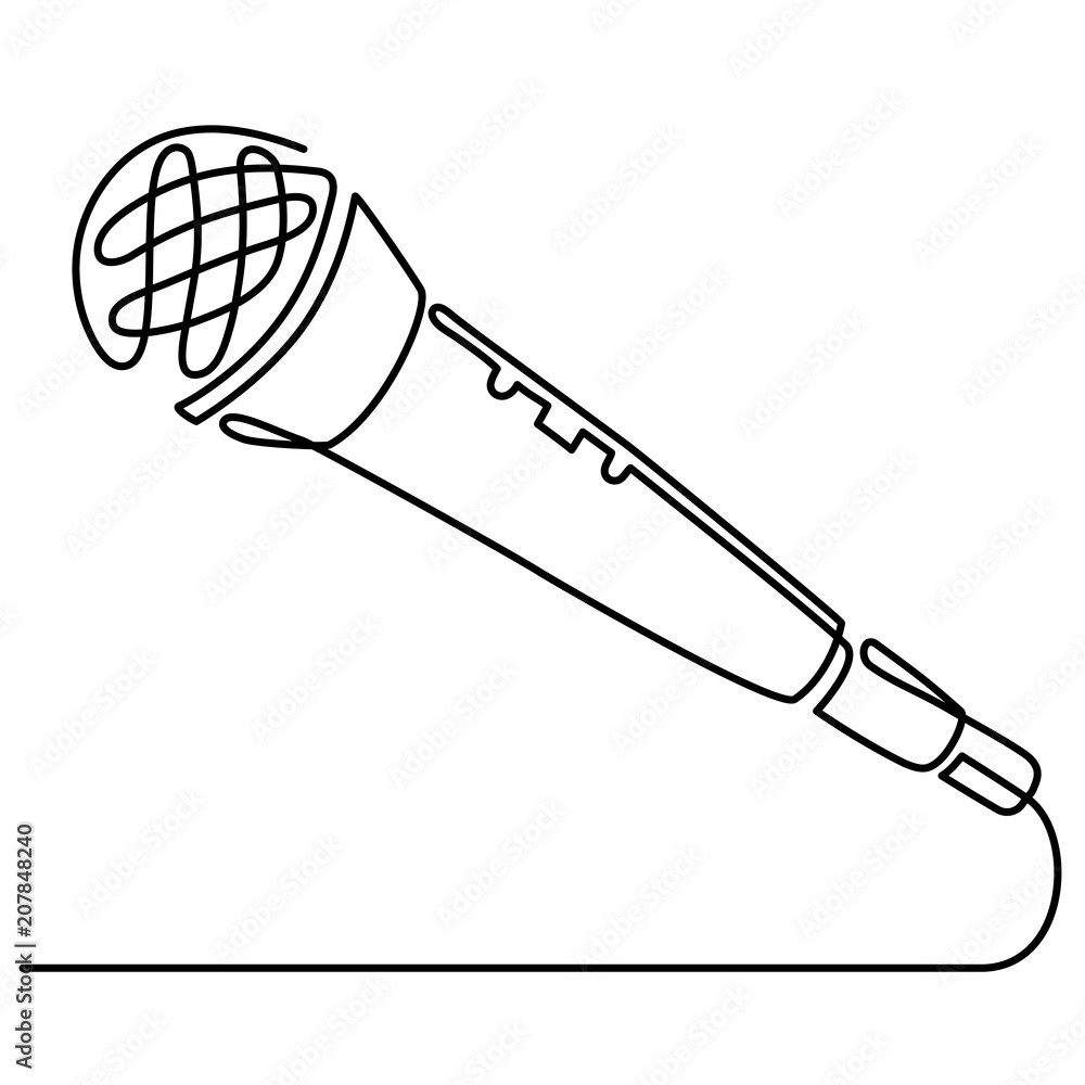 Continuous Line Drawing of Vector wired microphone icon thin line for ...