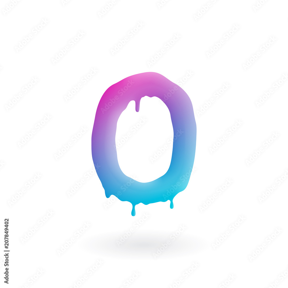 Letter O logo. Colored paint character with drips. Dripping liquid ...