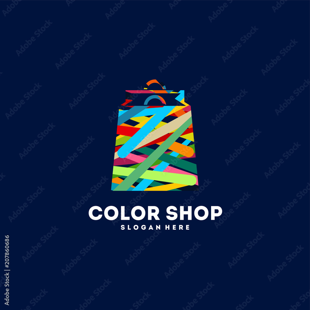 Colorful Shopping bag logo concept, Shopping logo, Paint Shop logo ...