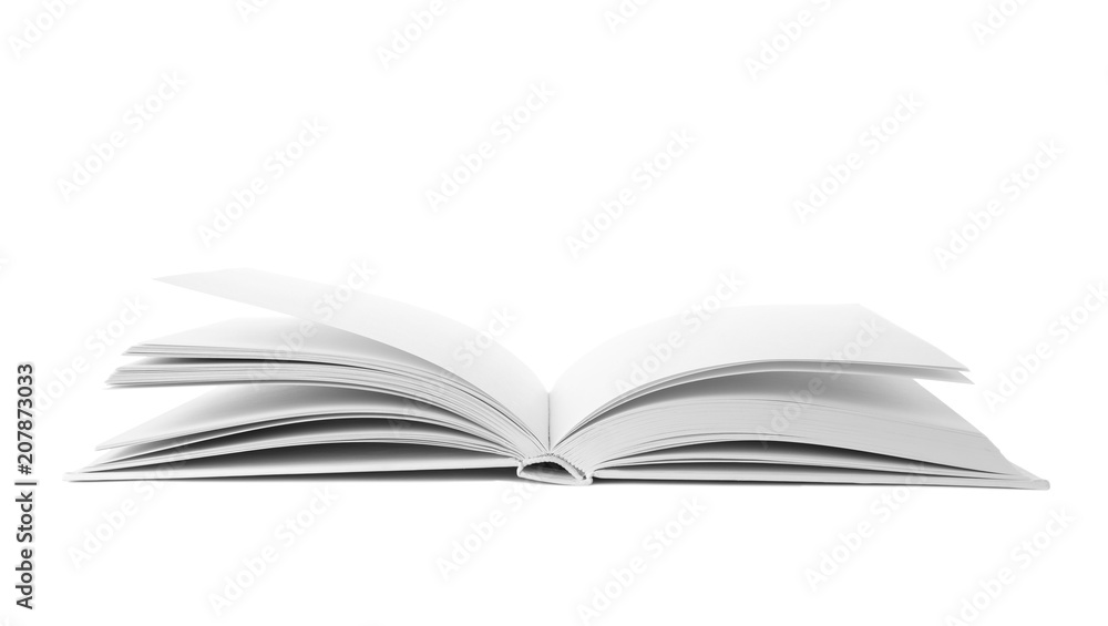Open book with hard cover on white background Stock Photo | Adobe Stock