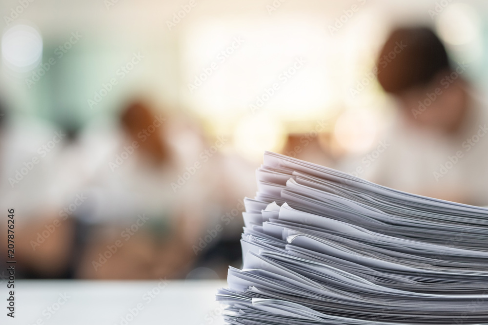 Exam answer sheet or application paper blurry view on table in ...