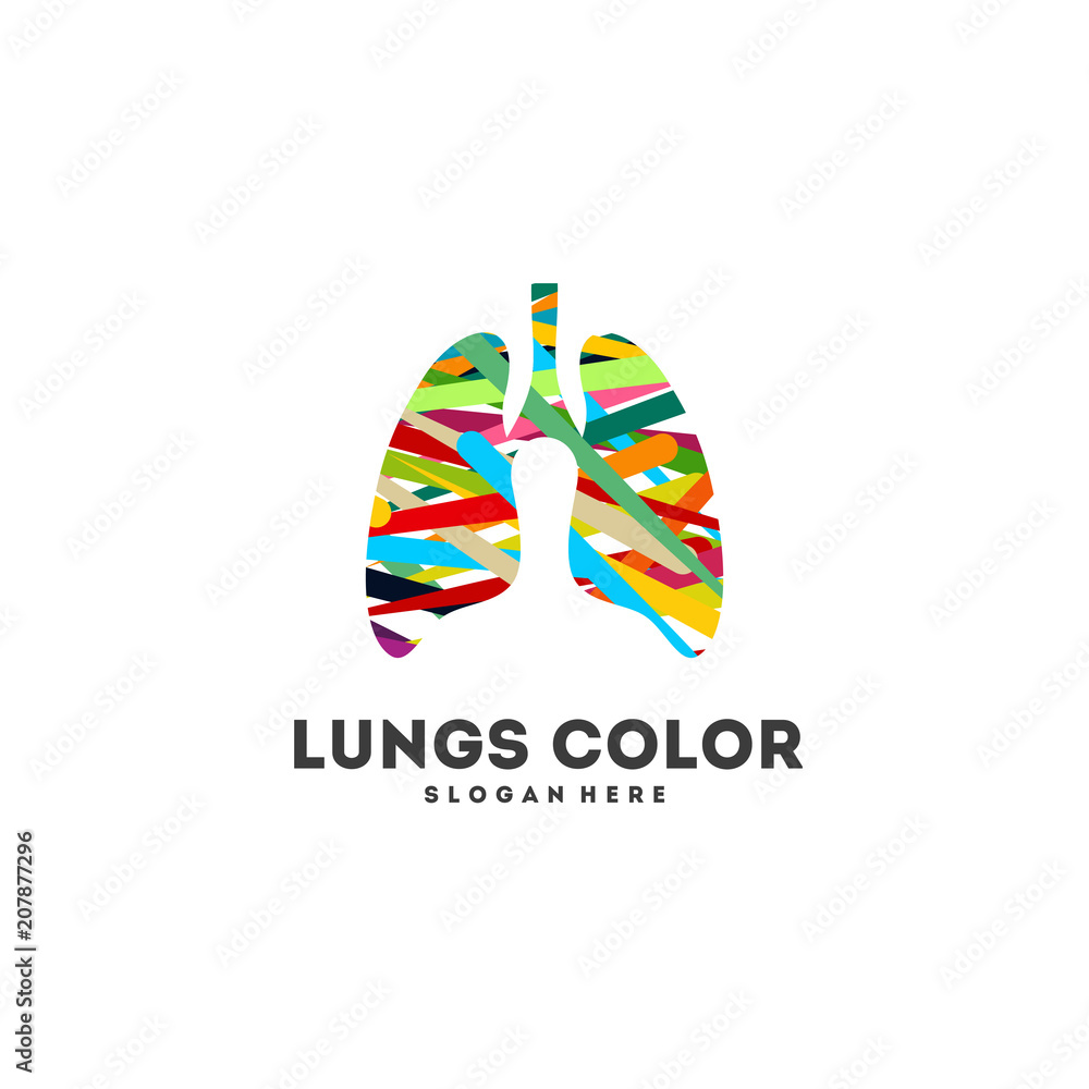 Colorful Lungs logo vector, Health lungs logo designs template, design ...