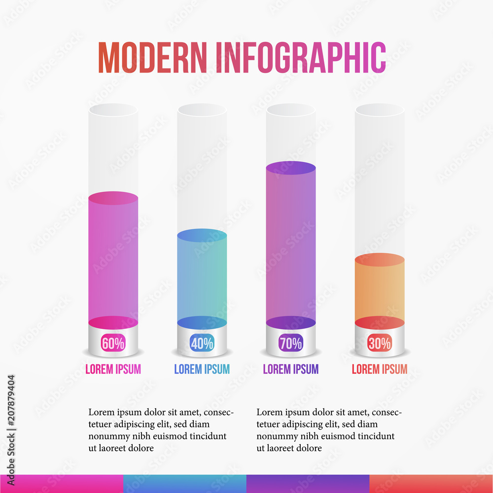 Scale bar with 3D tube modern infographics with grey background Stock ...