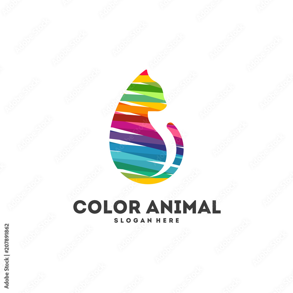 Colorful Animal logo designs concept vector, Kitty logo, Cat logo ...