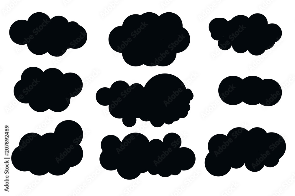 Siluetas y formas de nubes. Stock Vector | Adobe Stock