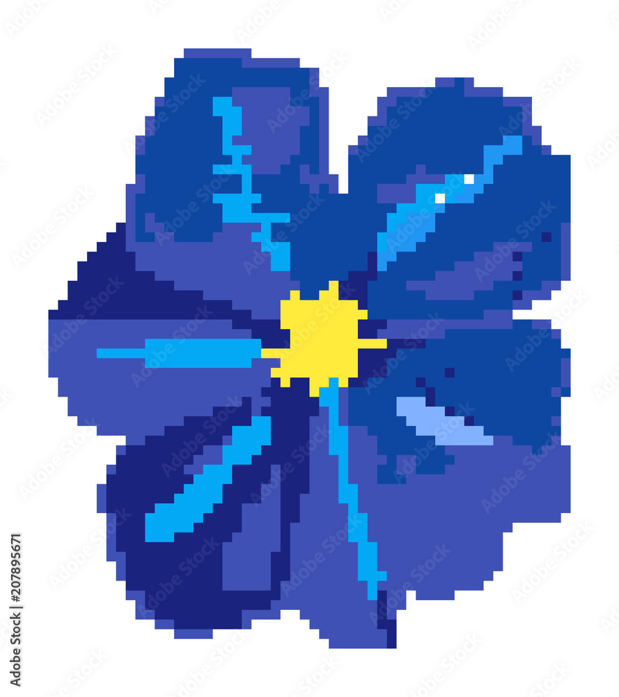 Pixel art: a violet flower seen from above. Stock Illustration | Adobe ...