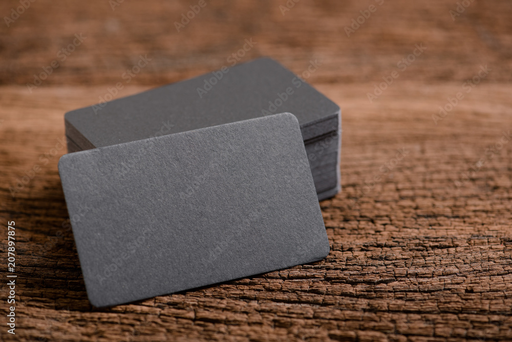black blank business name card for mock up on wood background Stock ...