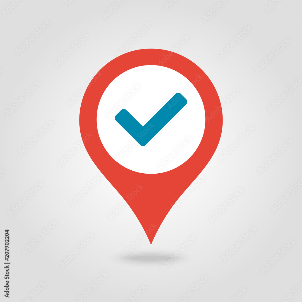 Check pin map icon. Map pointer, markers. Stock Vector | Adobe Stock