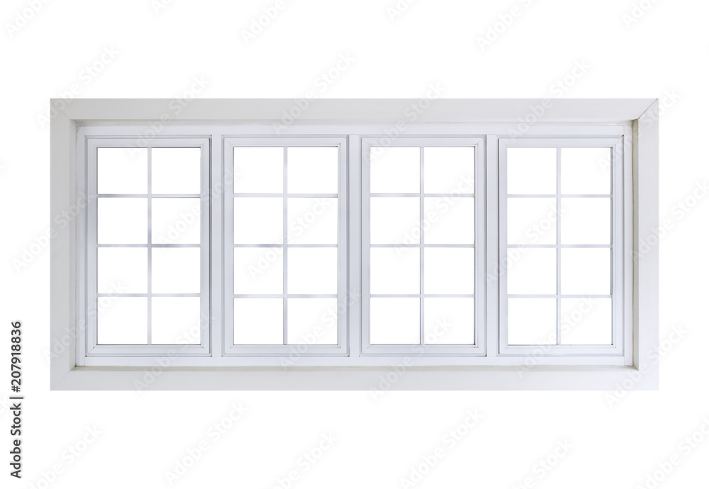 Large white window closed isolated on white background with clipping ...