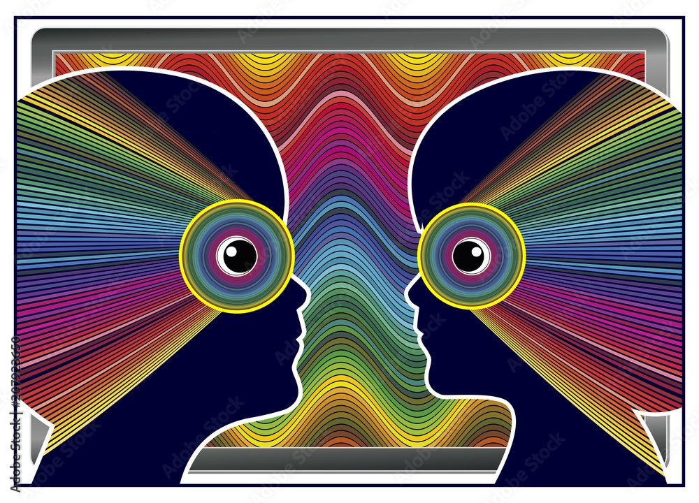 Kids suffering from digital eye strain. Screen time causing severe eye ...